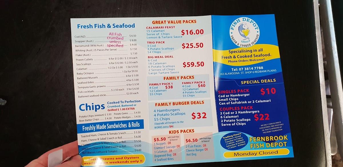 Menu at Fish Depot Group restaurant, Redbank Plains