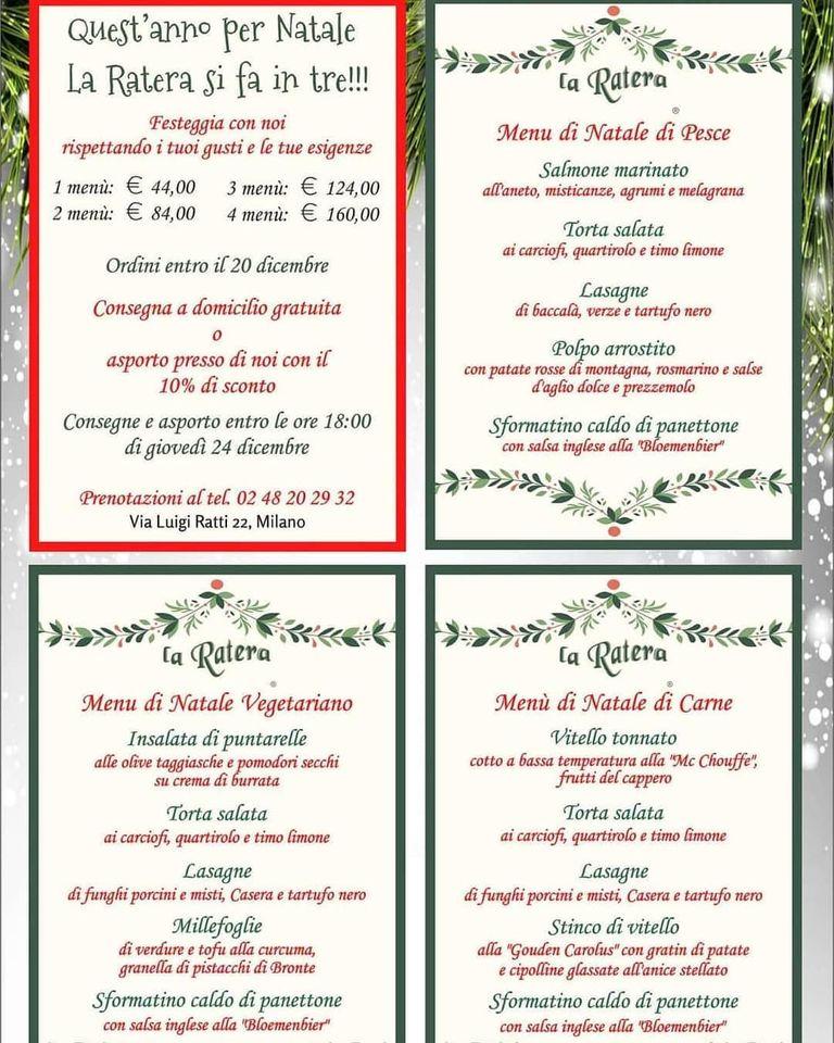 Menu at La Ratera restaurant, Milan