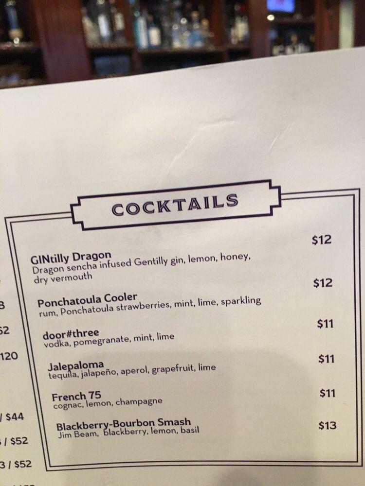 Menu at Luke restaurant, New Orleans