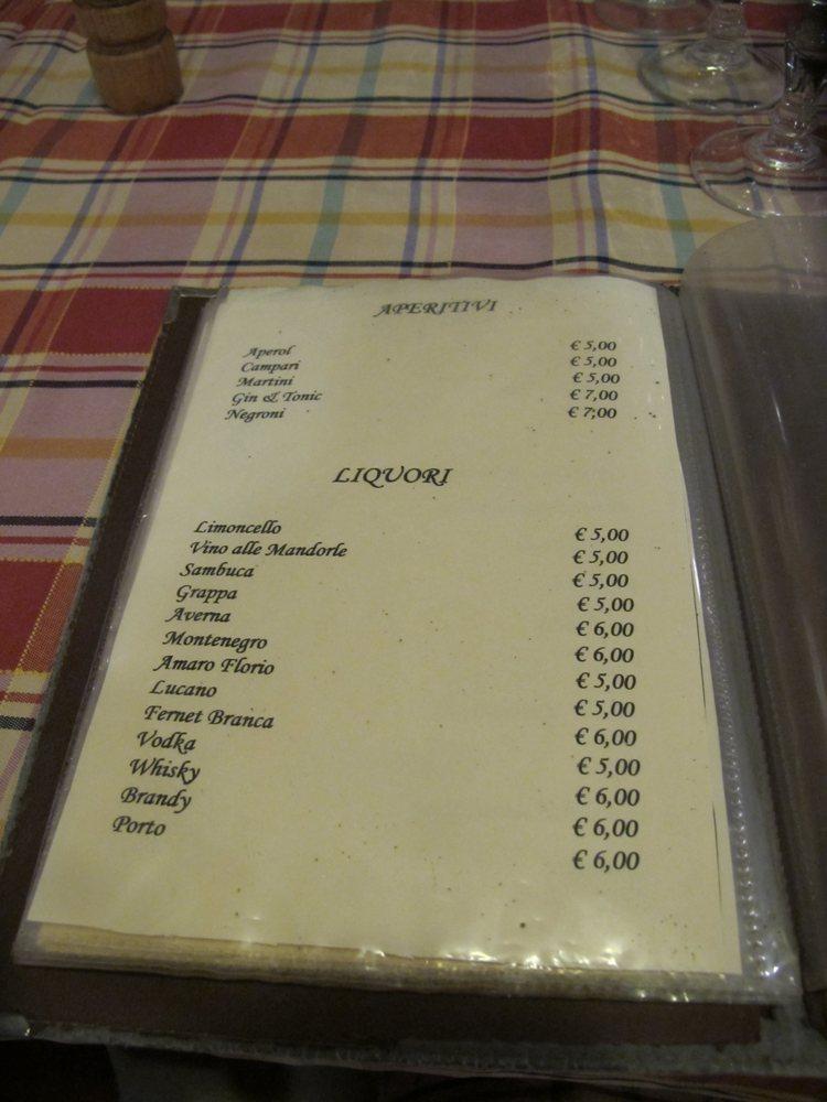 Menu at Melo restaurant, Rome