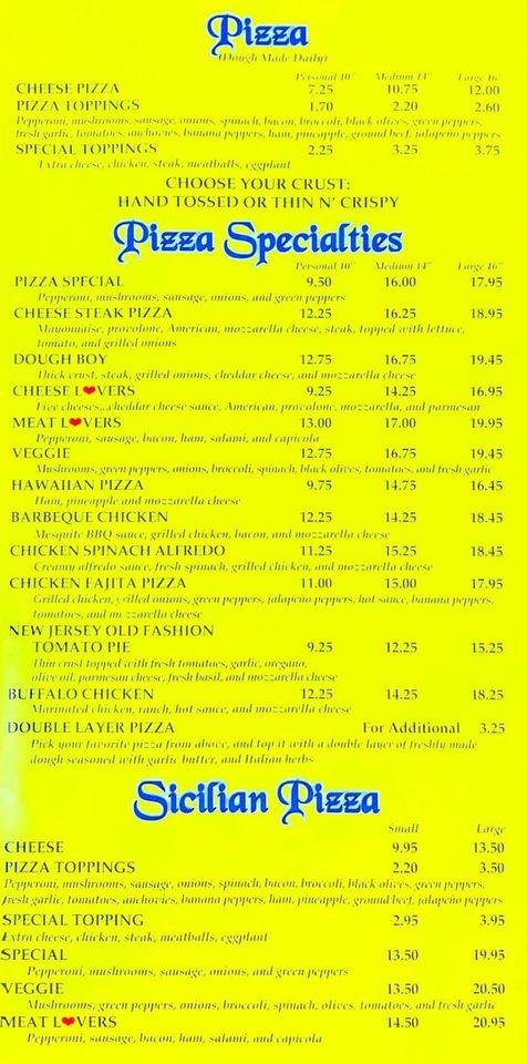 Menu at Anthony's Pizza pizzeria, Front Royal
