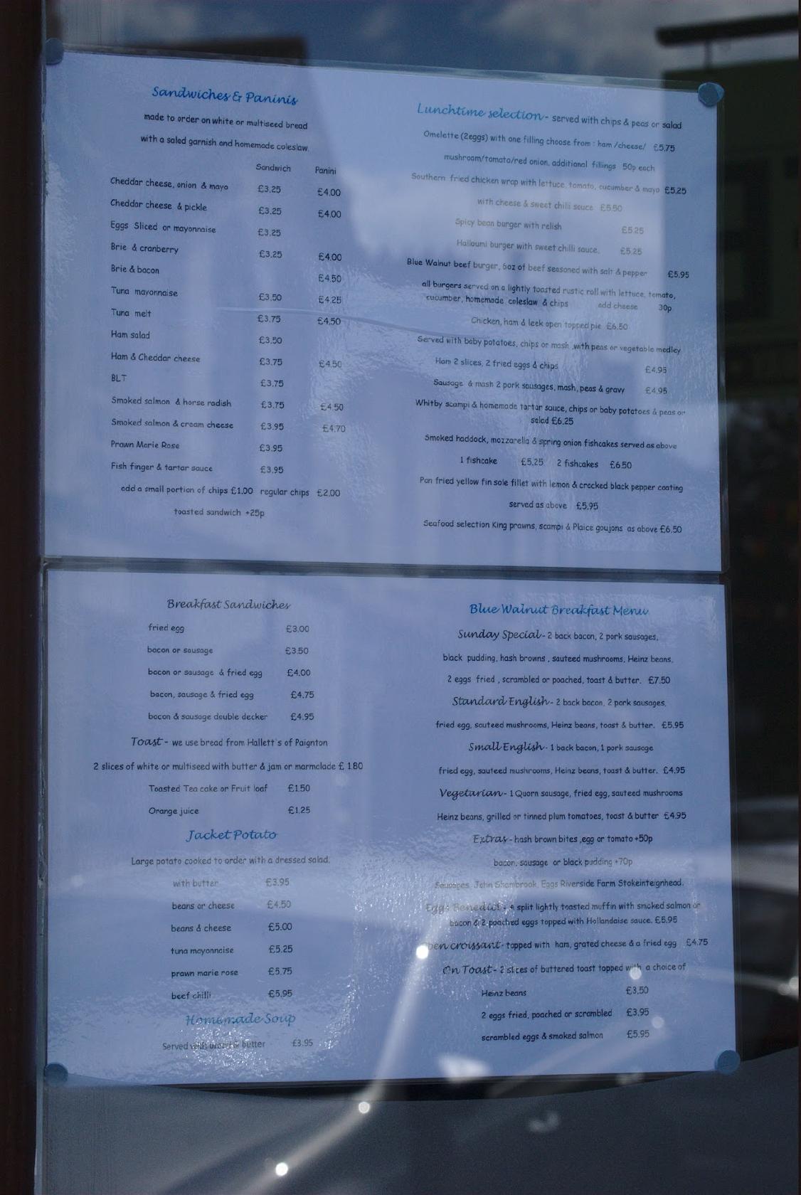 Menu at Blue Walnut Cafe Bar & Cinema, Torquay