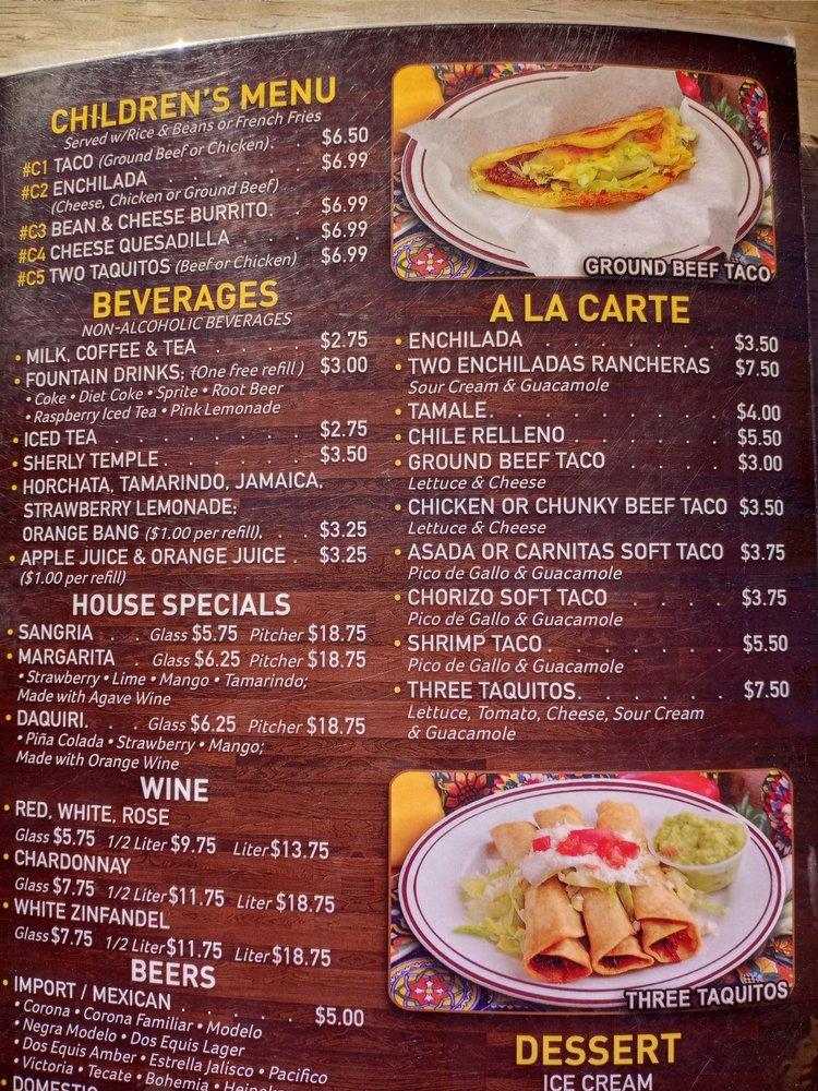 Menu at Cafe Cancun Mexican Food, Inglewood