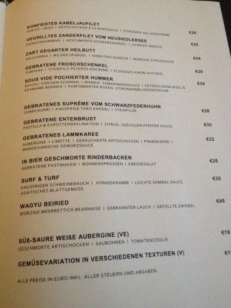 Menu au Das LOFT pub et bar, Vienne