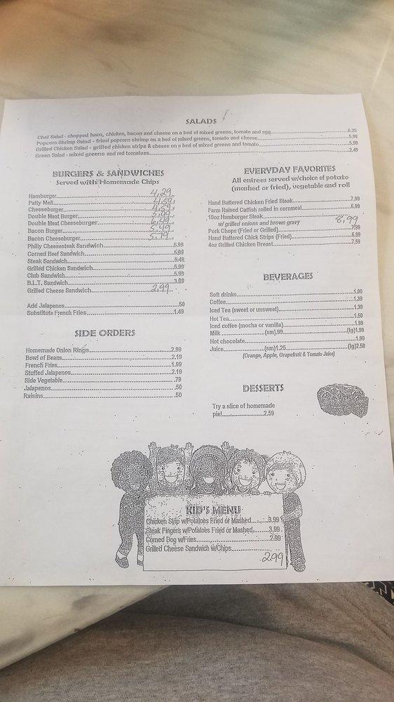 Menu at Jimmy's Cafe, Mineral Wells
