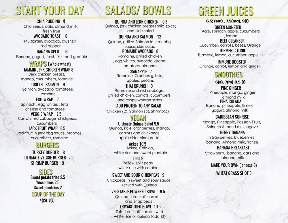 Menu at Jojo’s Juice Bar and Grill, Valley Stream