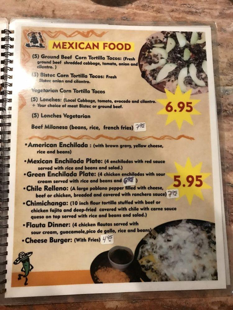 Menu at Panchos bar, Nuevo Progreso