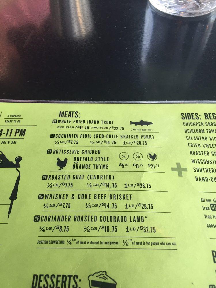 Menu at Work & Class pub & bar, Denver