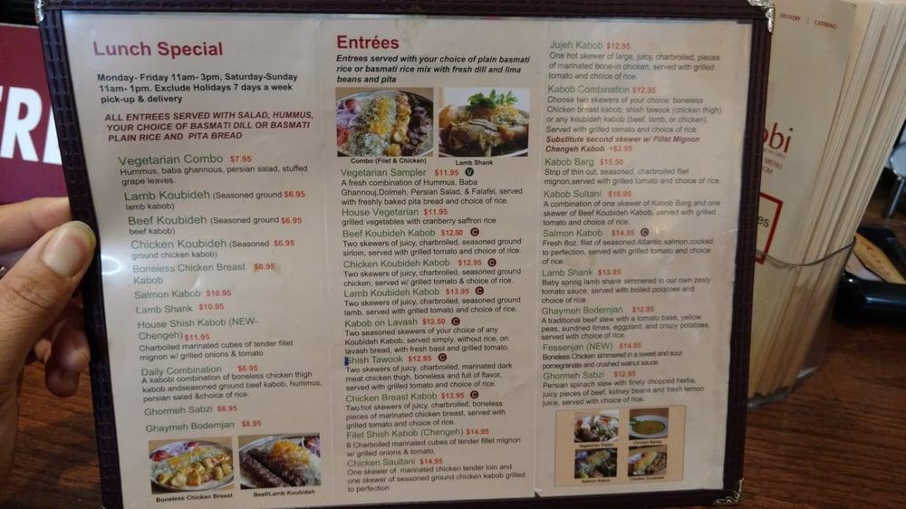 Menu at Kabobi - Persian and Mediterranean Grill restaurant, Chicago