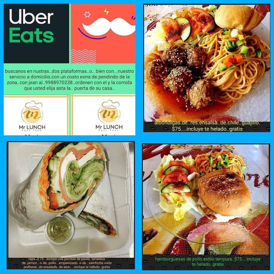 Menu at Mr. Lunch cafeteria, Cancún