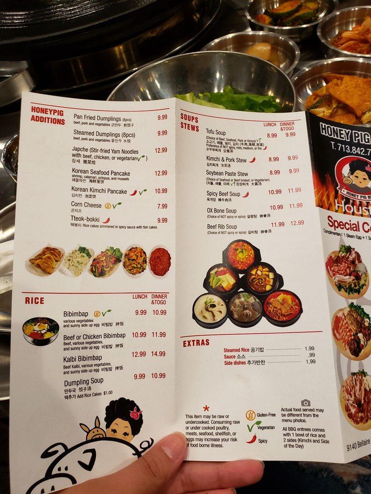 Menu at Honey Pig BBQ, Houston