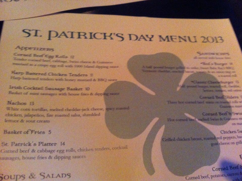 Menu at Ned Devine's pub & bar, Boston