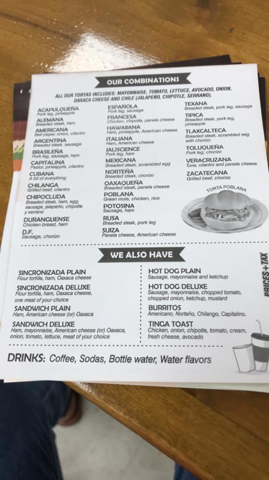 Menu at Tortas Nissi - Mexican Sandwiches restaurant, Bellmead