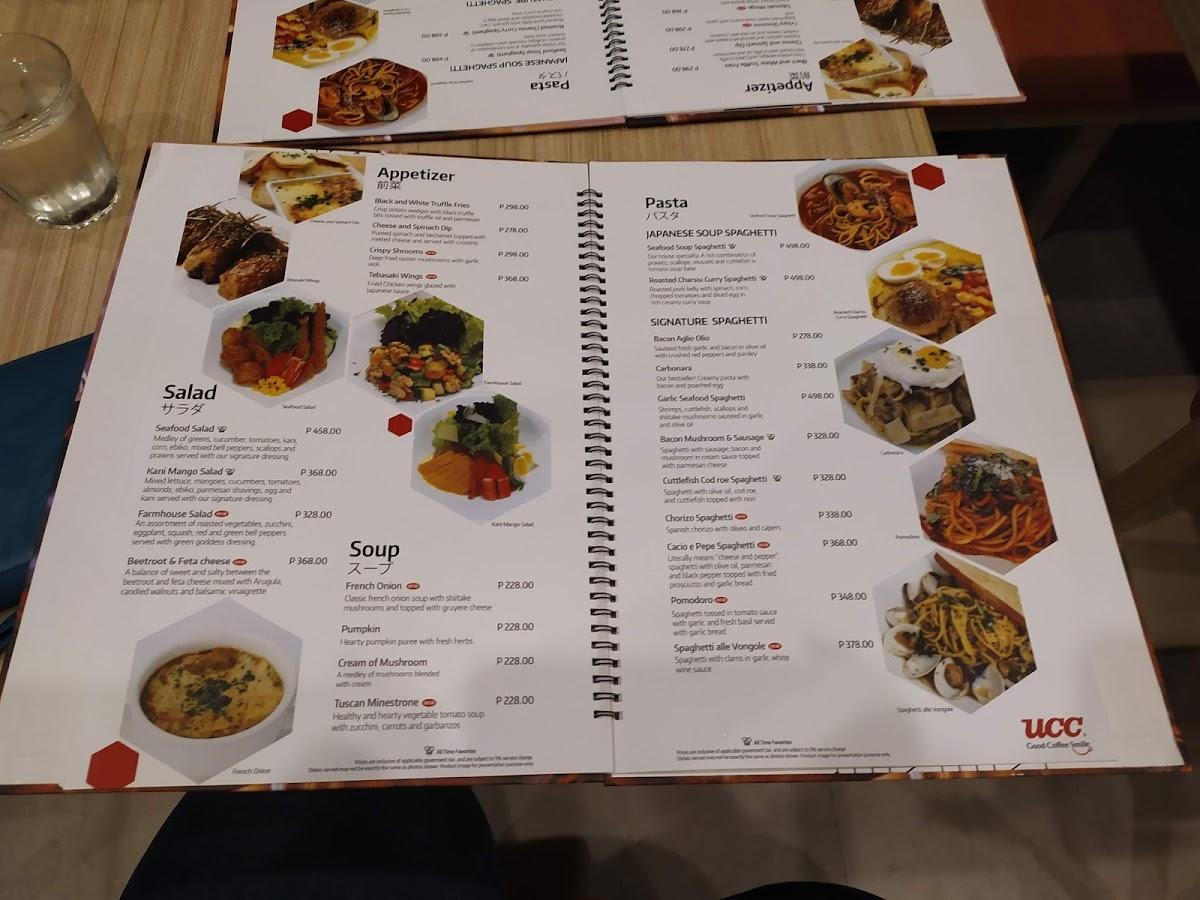 Menu at UCC Park Café cafe, Muntinlupa