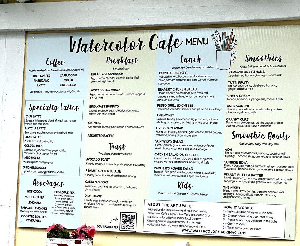Carta de Watercolor Cafe, Mackinac Island