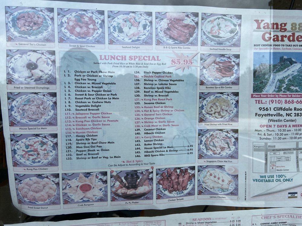 Menu at Yang Garden restaurant, Fayetteville