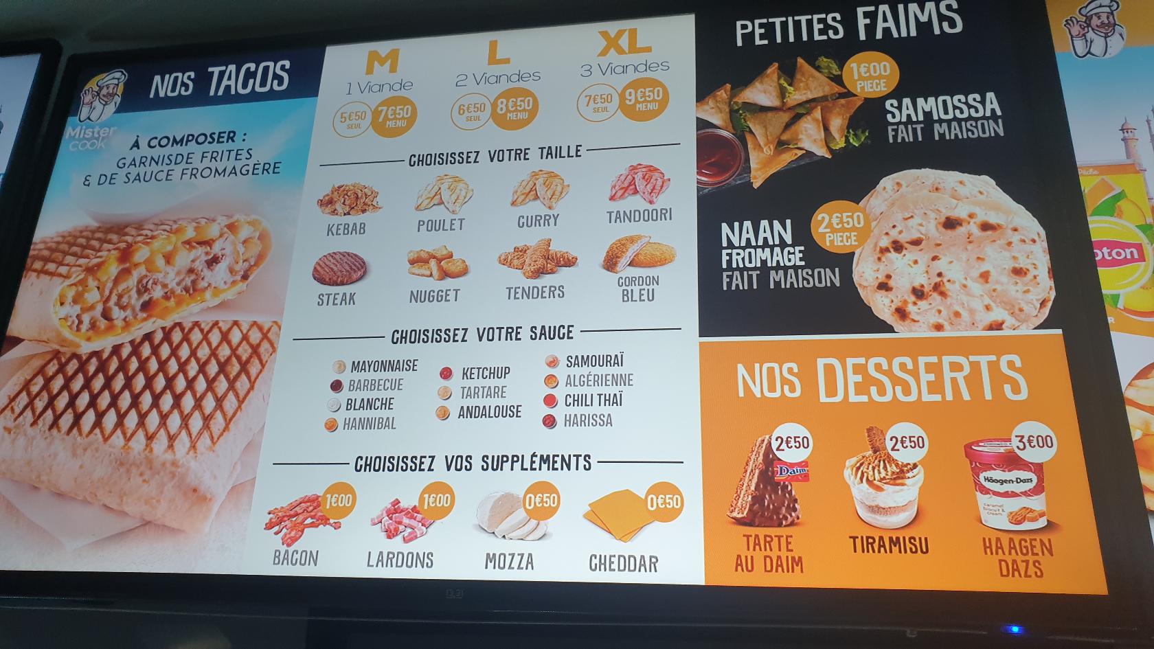 Menu au MISTER COOK TOURCOING restaurant, Tourcoing