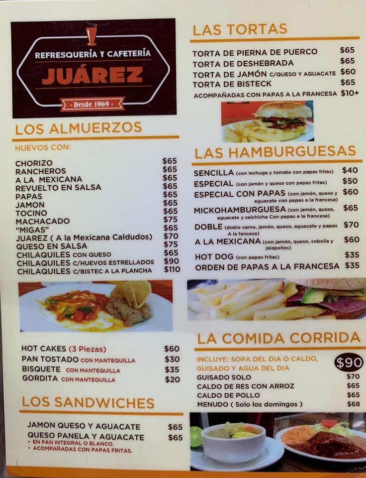 Carta del restaurante Refresquería Juárez, Monterrey
