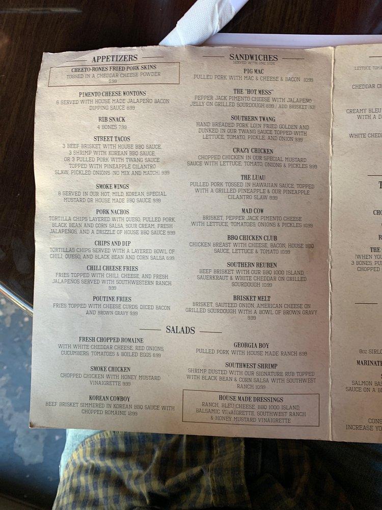Menu at Smoke Bourbon and BBQ, Columbus