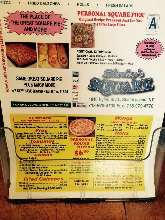 Menu at The Square pizzeria, New York City, Hylan Blvd