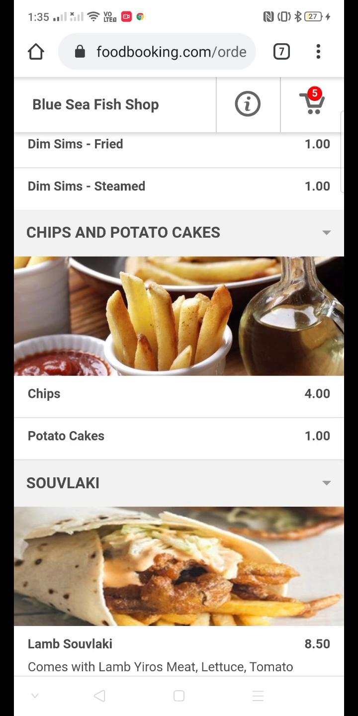 Menu at Blue Sea Fish Shop fast food, Castlemaine, 91 Mostyn St