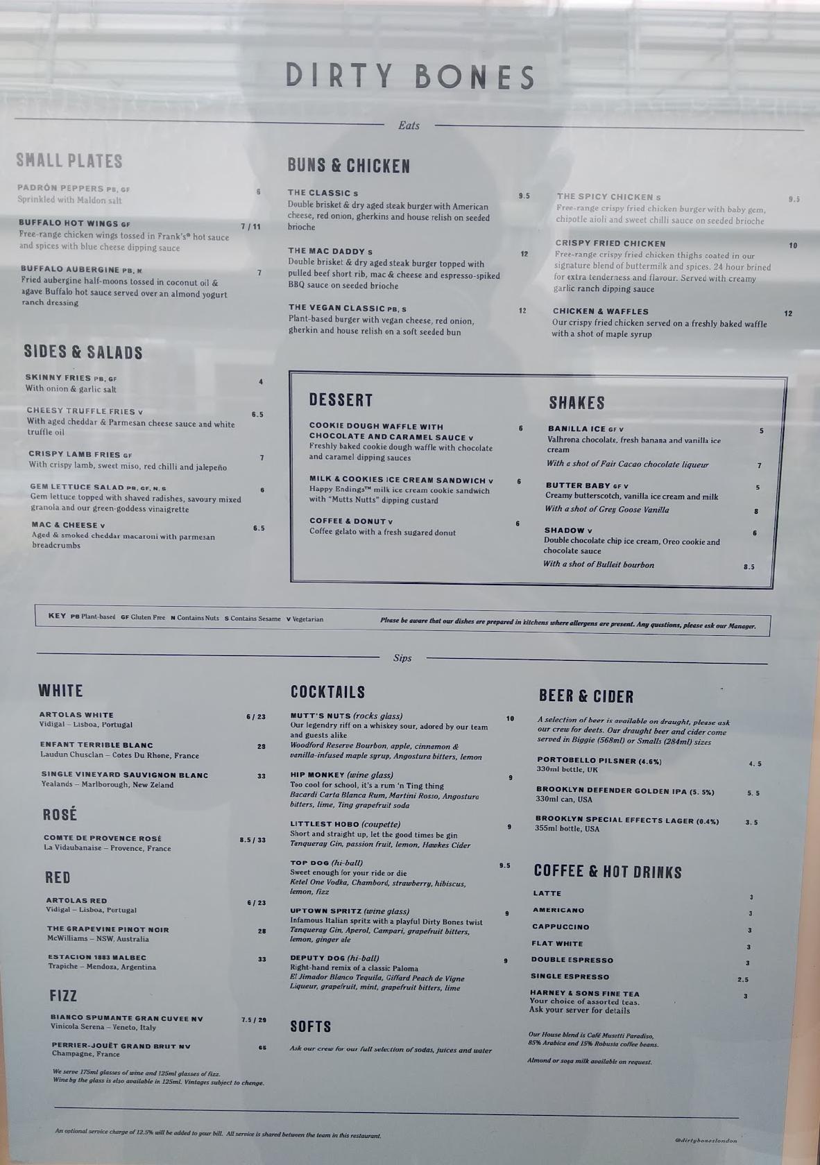 Menu at Dirty Bones Oxford restaurant, Oxford, 304 The Westgate
