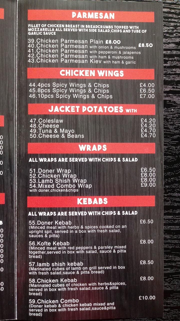 Menu at Family Pizza restaurant, Sherburn in Elmet