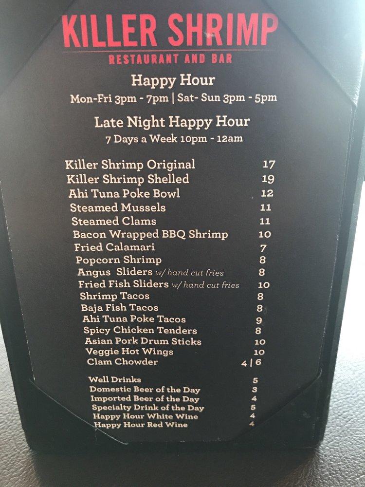 Menu at Killer Shrimp pub & bar, Marina del Rey, Admiralty Way