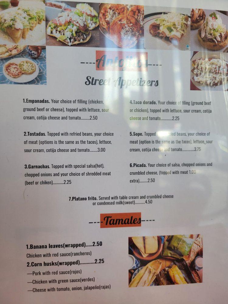 Menu at La Paloma restaurant, Elizabethtown
