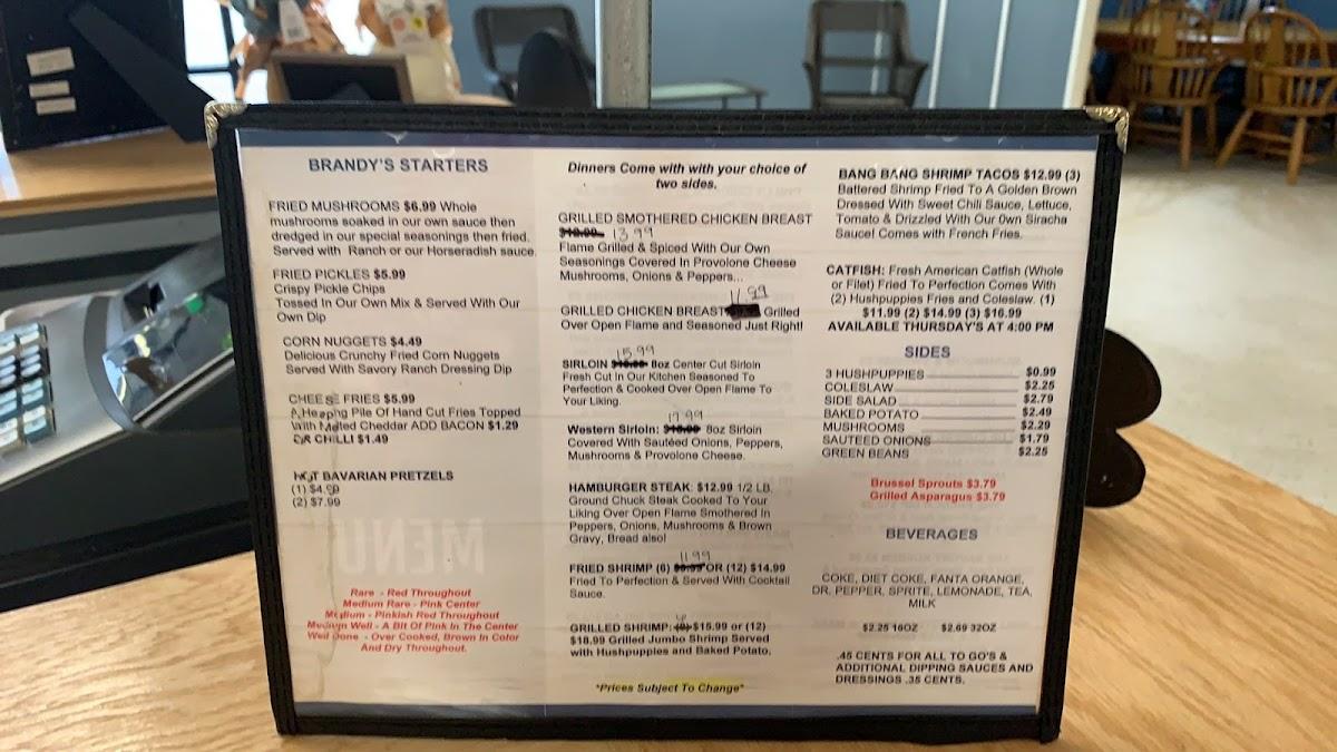 Menu at Max's Place restaurant, Franklin