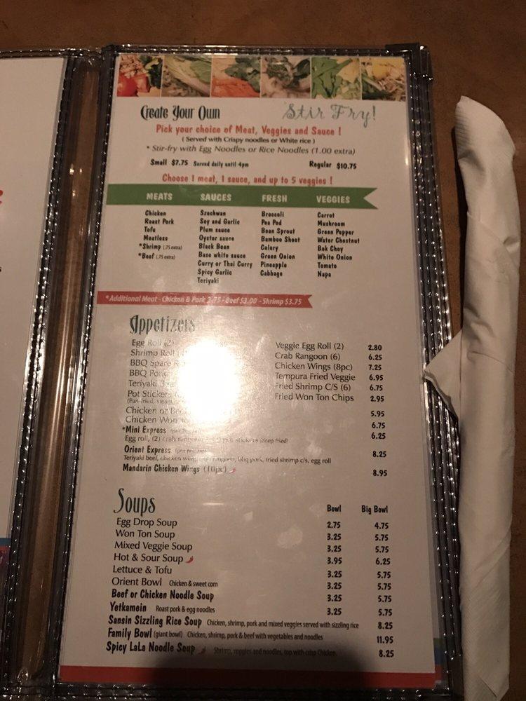 Menu at Orient Cafe - Chinese Cuisine, Homer Glen
