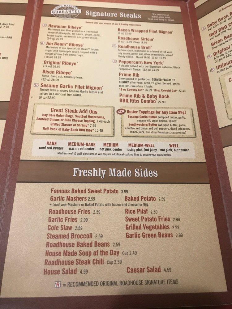 Menu at Original Roadhouse Grill steakhouse, Springfield