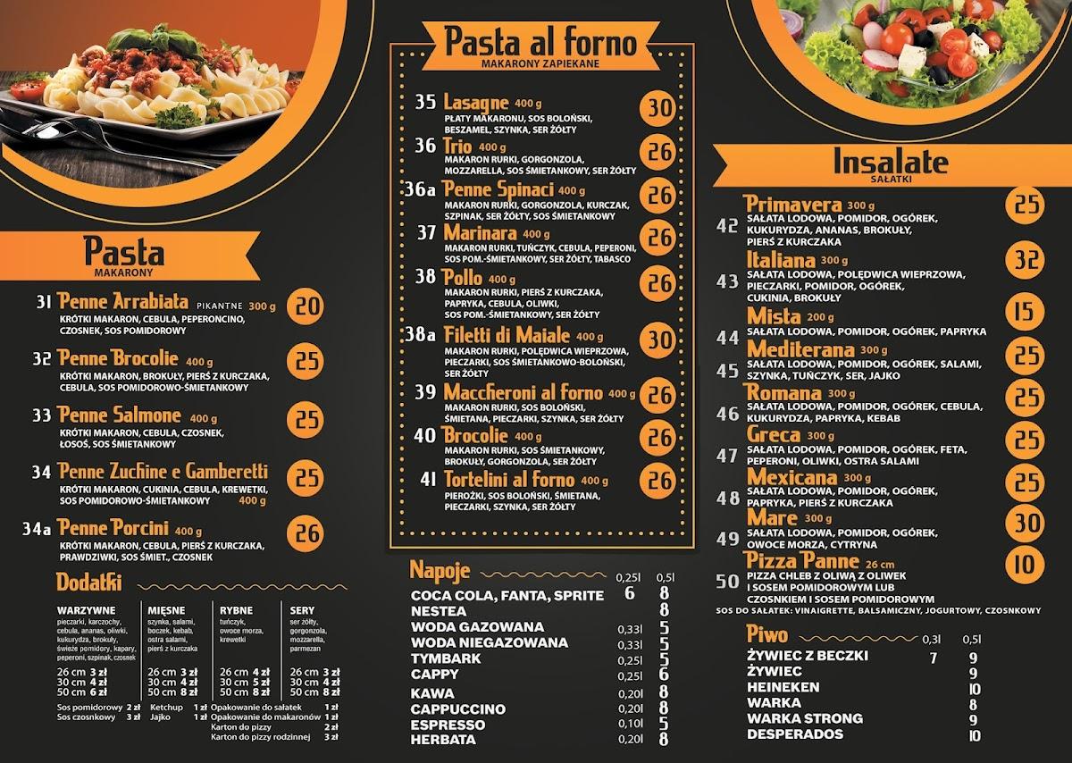 Carta de Pizzeria Aleksandria, Kamień Pomorski
