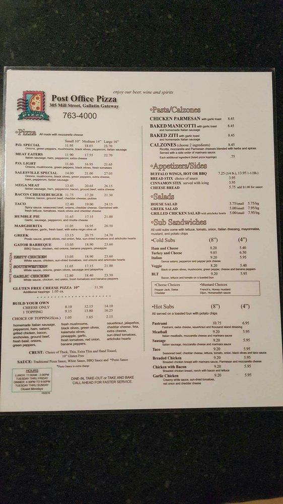 Menu at Post Office Pizza Co pizzeria, Four Corners