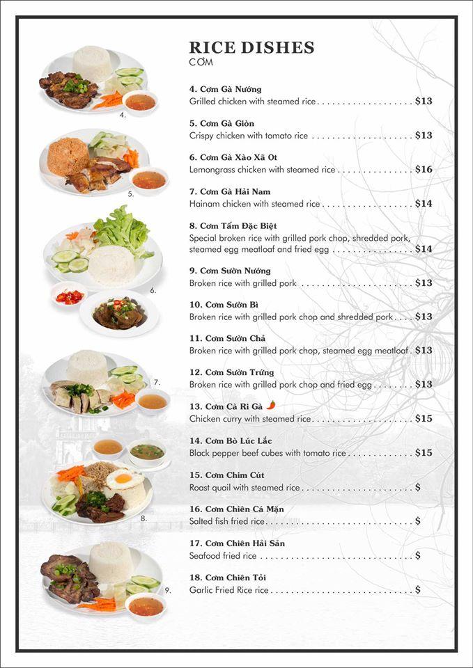 Menu at Sinh Phu restaurant, Canley Heights