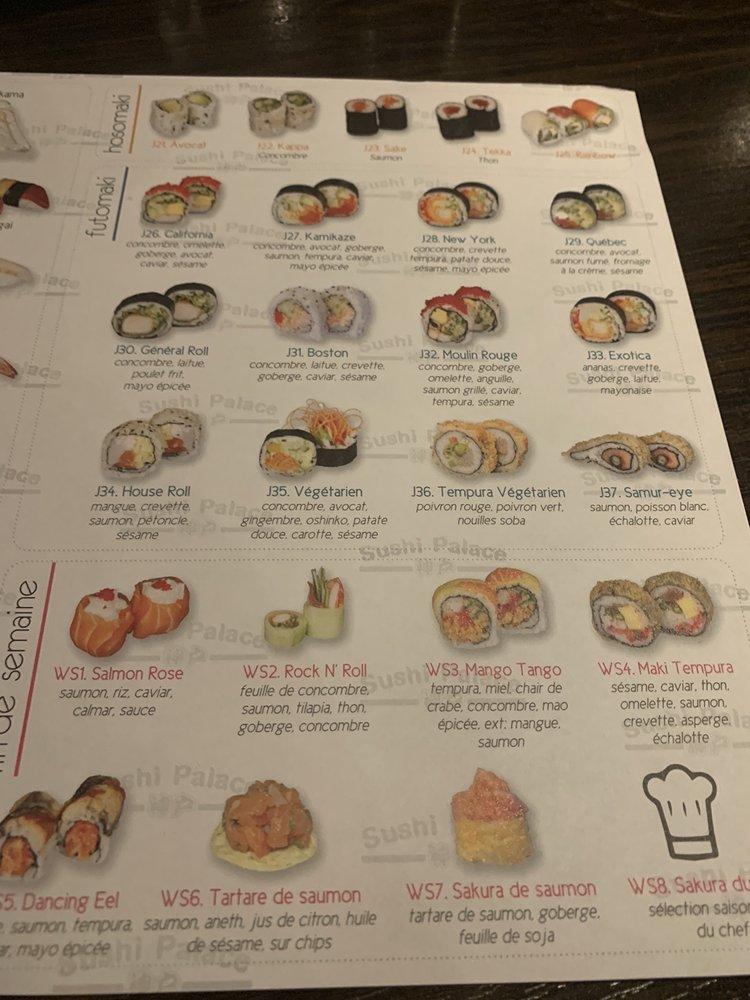 Menu au Sushi Palace restaurant, Laval, 25 Boulevard Curé Labelle