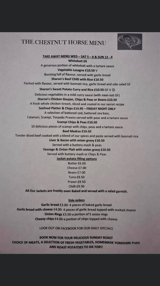 Menu at The Chestnut Horse restaurant, Great Finborough, B1115