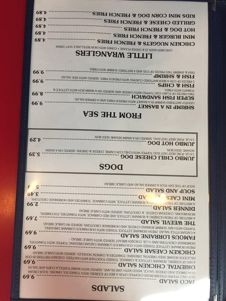 Menu at The Weevil Burger Restaurant, La Mesa, Fletcher Pkwy