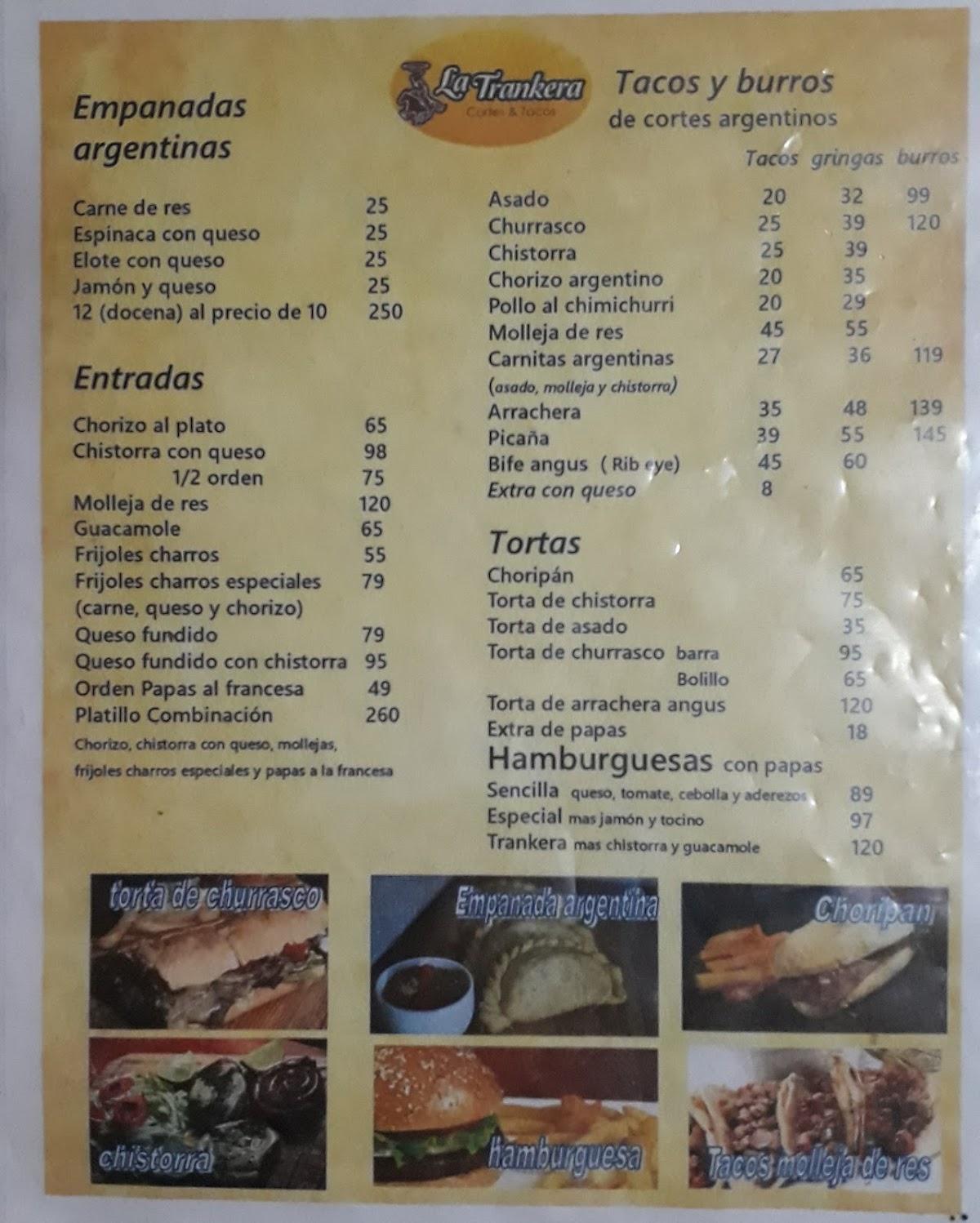 Menu at Comida Argentina la trankera restaurant, Merida