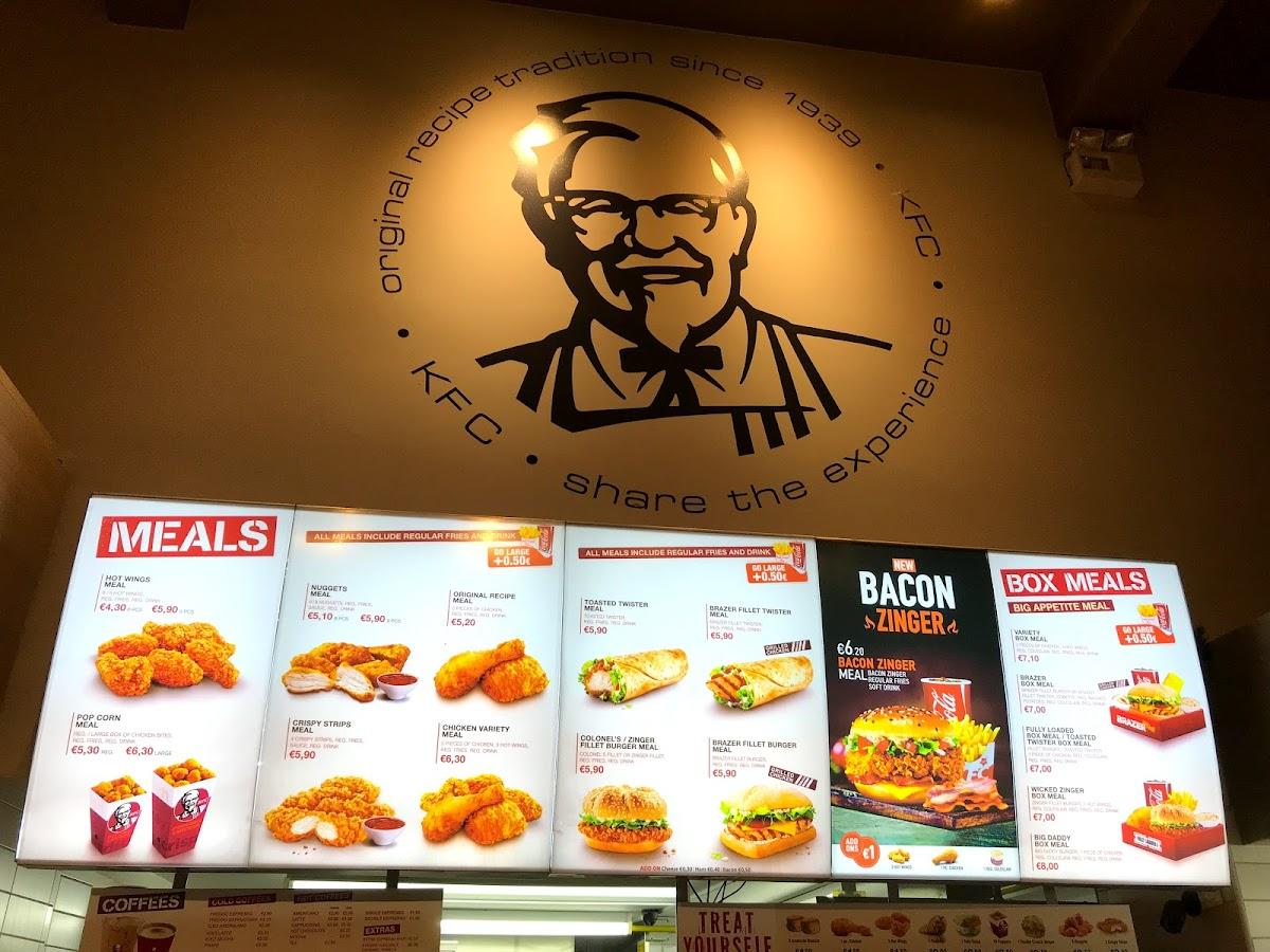 Menu au KFC, Paphos, Tombs of the Kings Ave 57