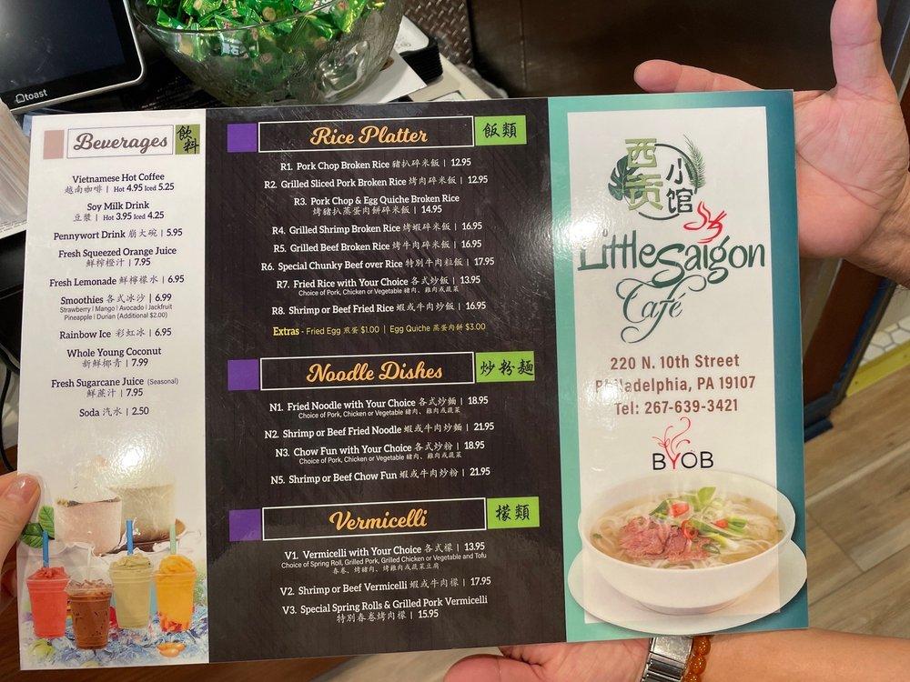 Menu at Little Saigon Café restaurant, Philadelphia
