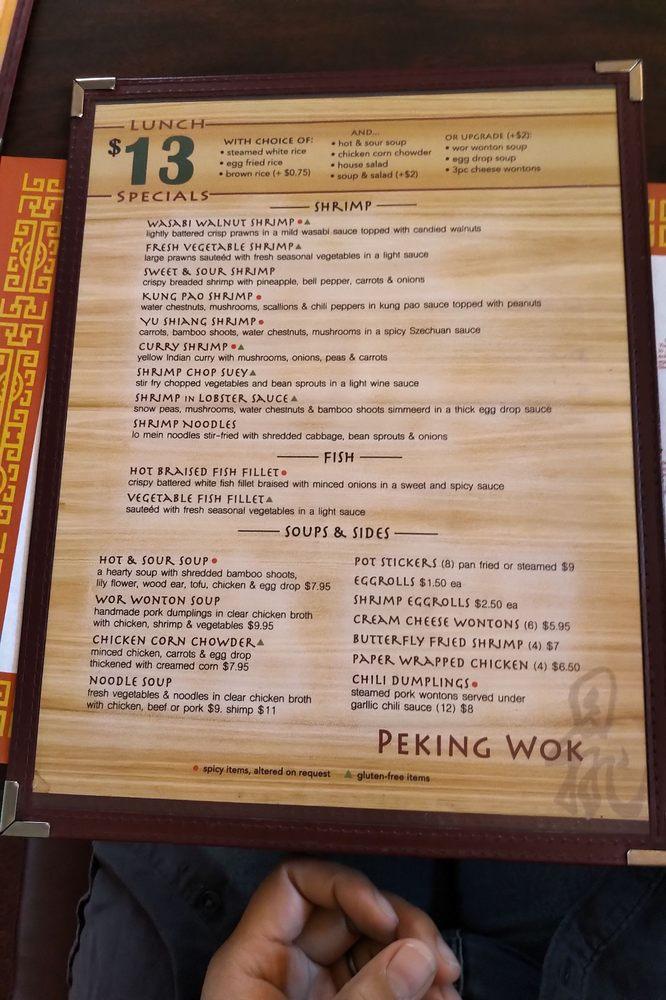 Menu at Peking Wok Chinese Restaurant, Bonsall
