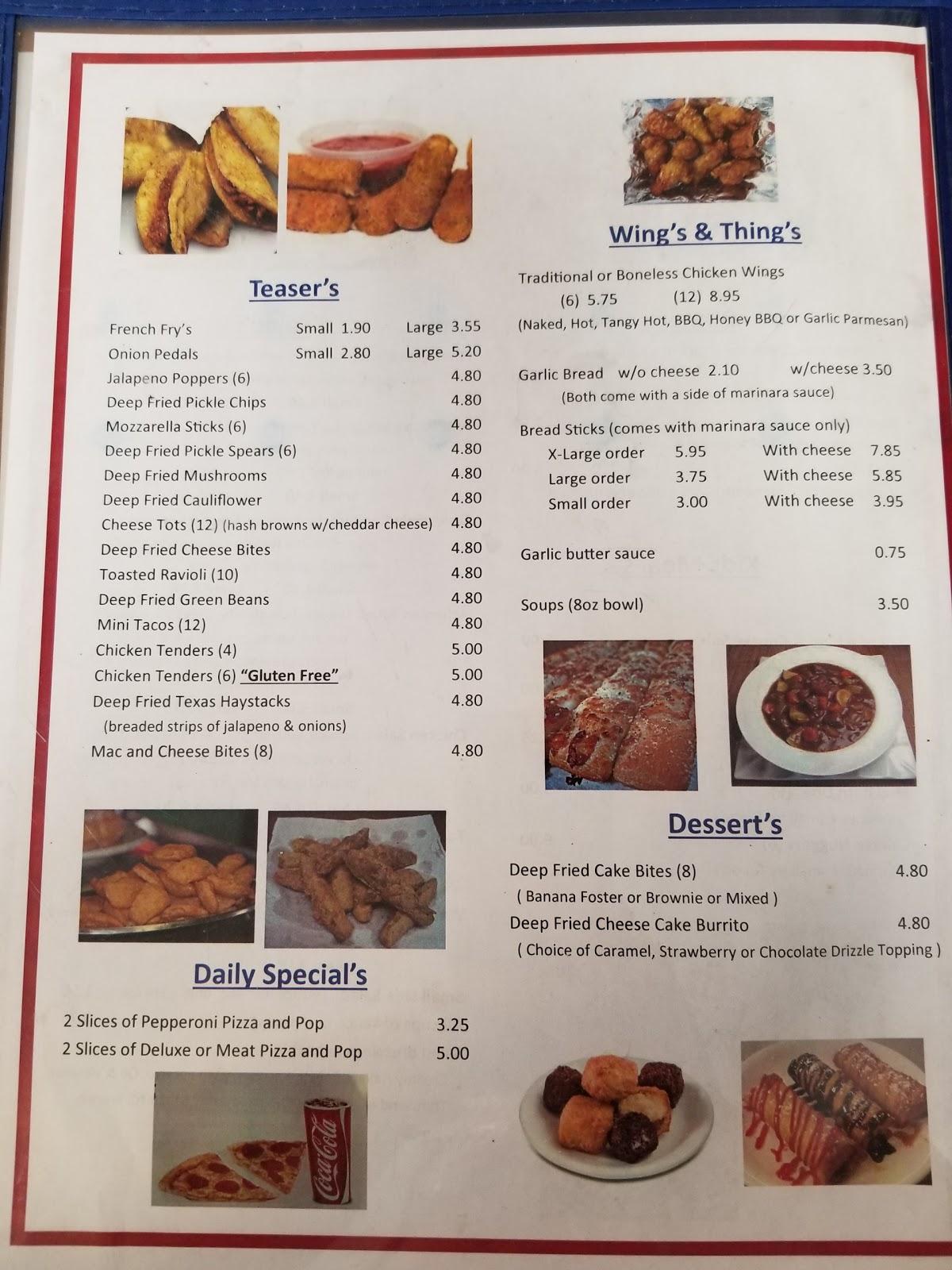 Menu at Rocket Pizza & Subs pizzeria, Muskegon