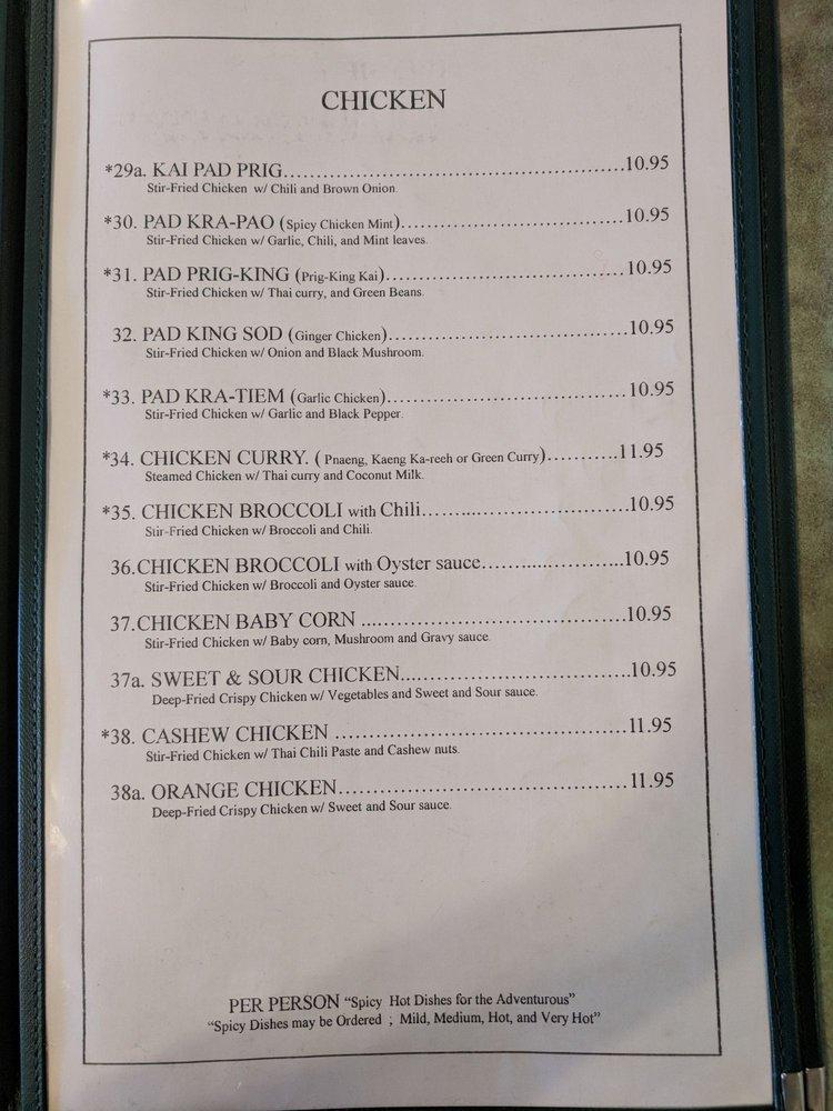 Menu at Thai House Cafe, Prescott