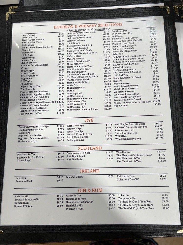 Menu at Cured and Cultured restaurant, Belleville