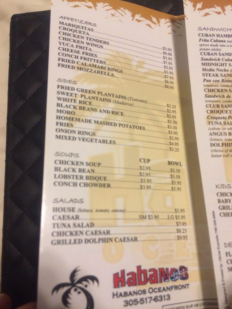 Menu at Habanos Oceanfront Dining pub & bar, Islamorada