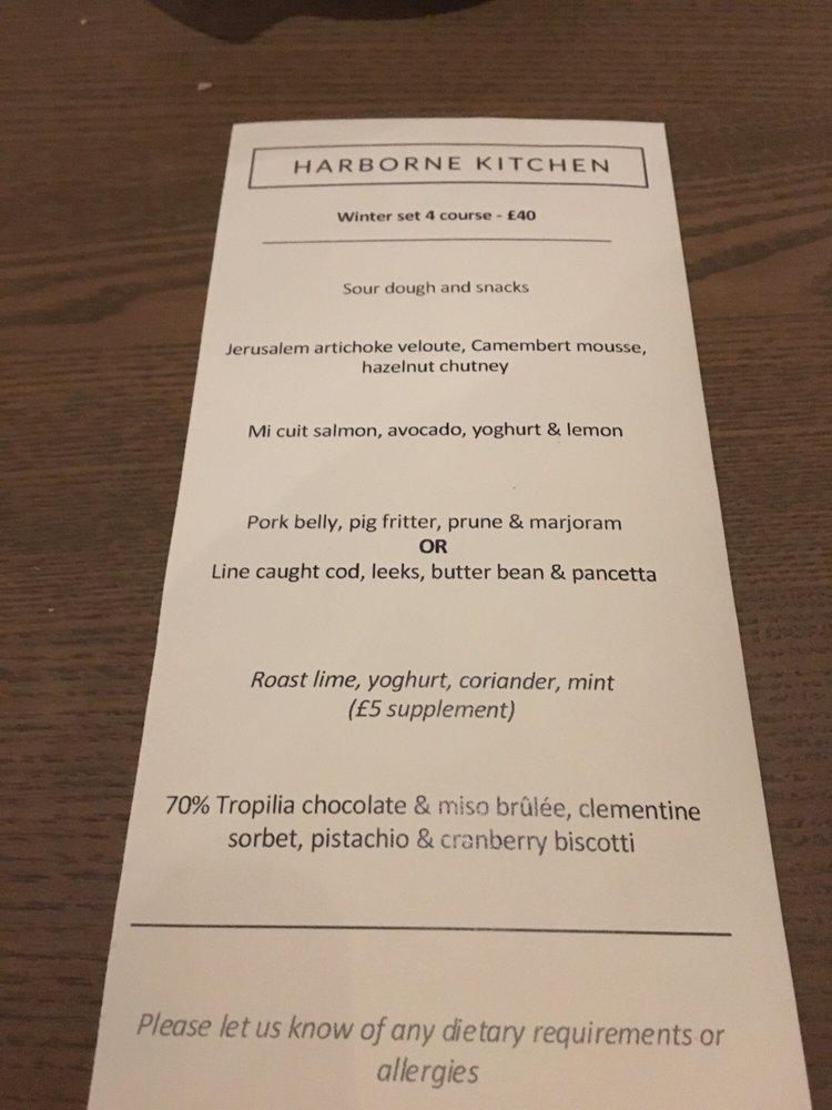 Menu at Harborne Kitchen restaurant, Birmingham, 175-179 High St