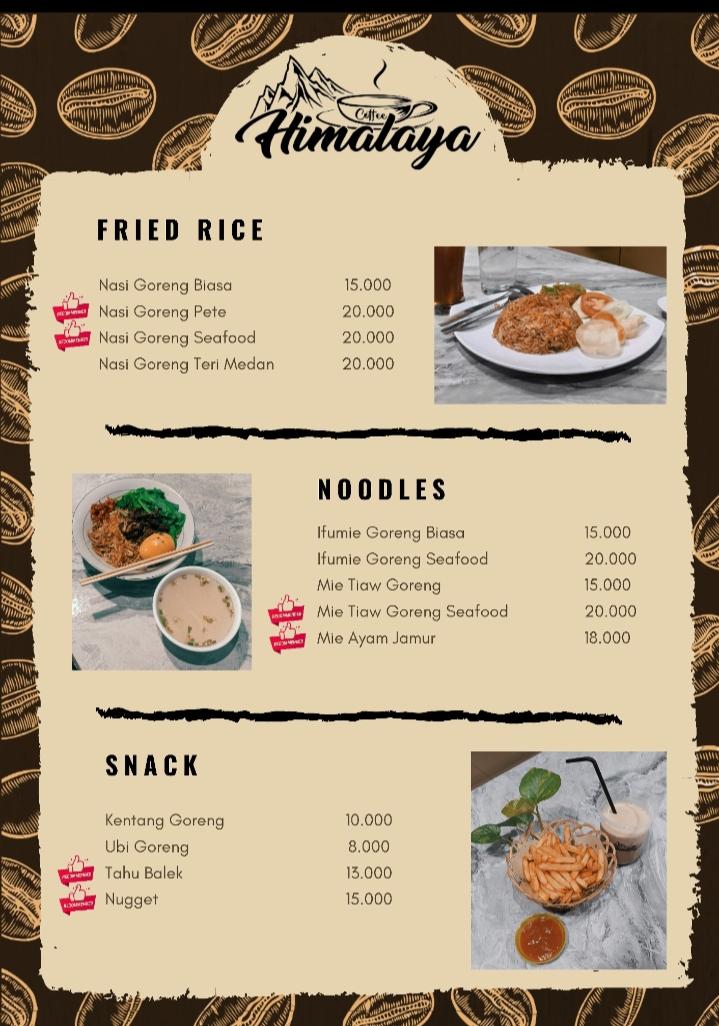 Menu at Himalaya Coffee cafe, Sena