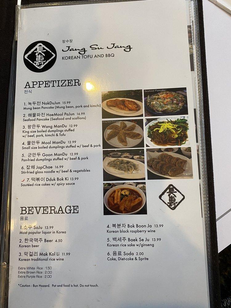 Menu at Jang Su Jang BBQ, Duluth