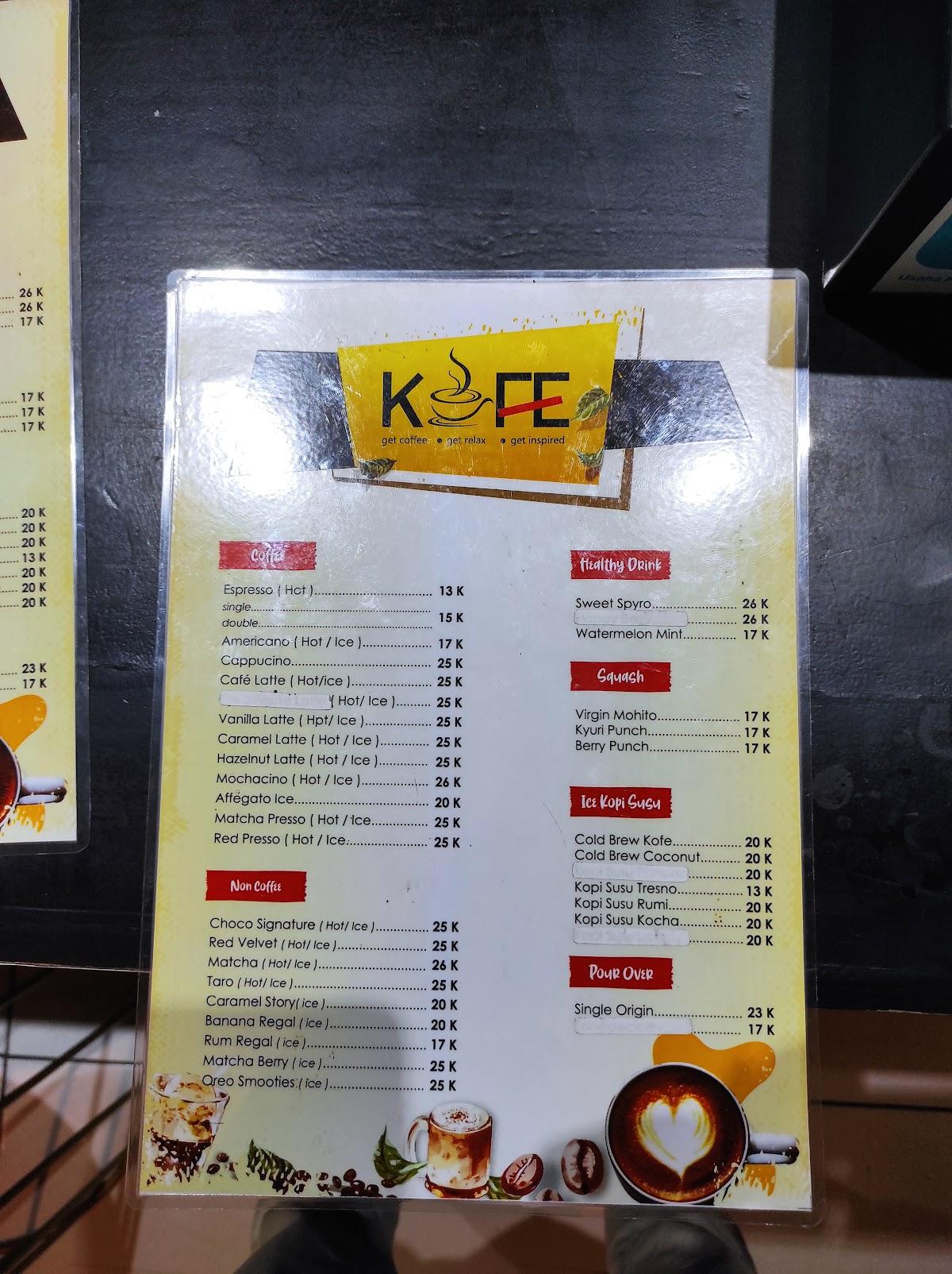 Menu at Kofe Tembalang cafe, Tembalang, WCQW+Q8X
